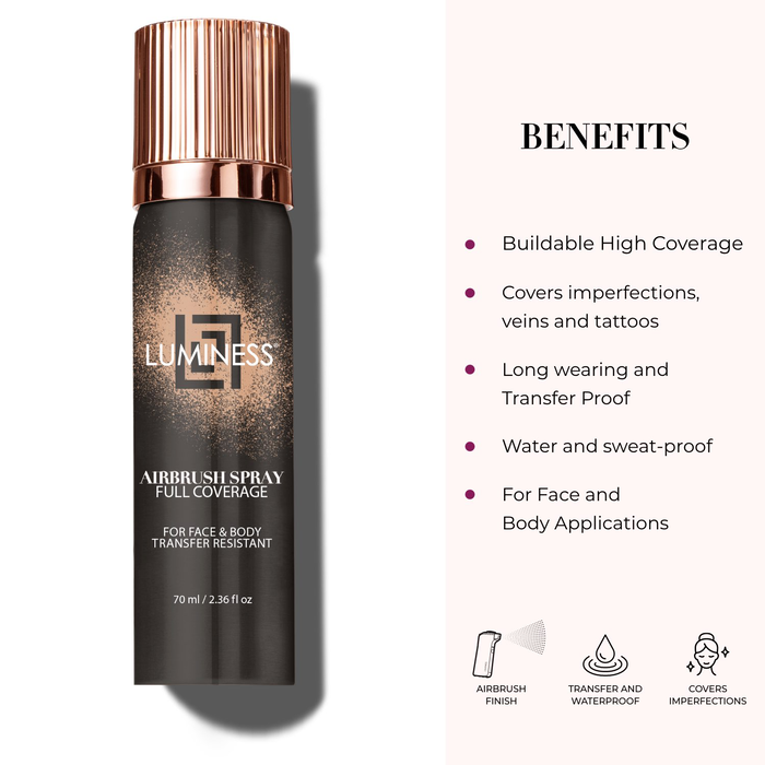 Airbrush Spray Full Coverage Foundation with Buffing Brush | Luminess ...